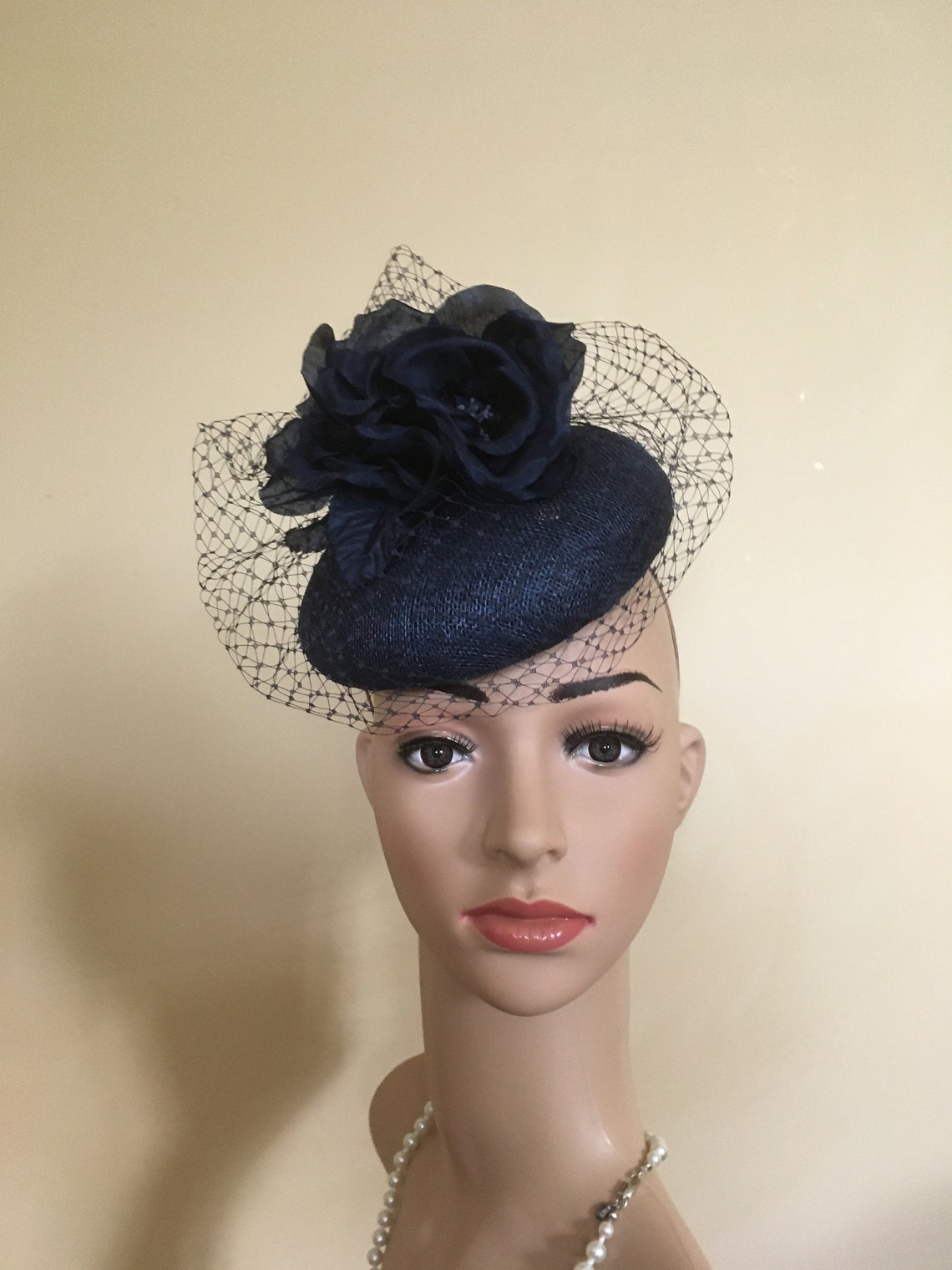 Navy wedding hat Navy blue hat Navy fascinator Wedding hat | Etsy