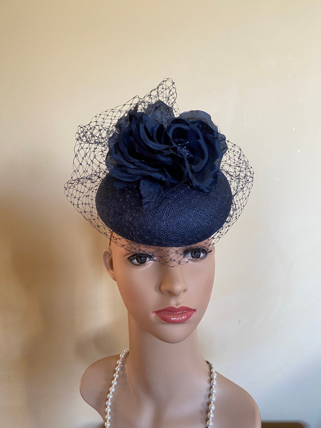 Navy Wedding Hat Navy Blue Hat Navy Fascinator Wedding Hat Wedding ...