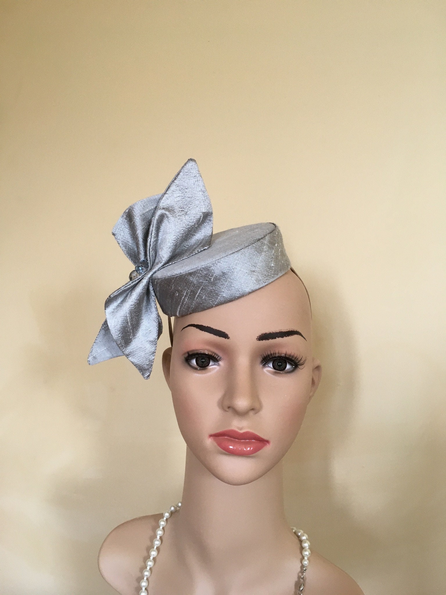Silver Grey Pillbox Hat Grey Silk Hat Grey Wedding Hat Wedding - Etsy