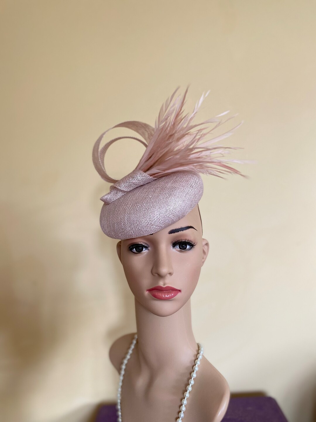 Beige Wedding Hat Beige Hat Beige Ascot Hat Beige Pillbox Hat Hats and ...