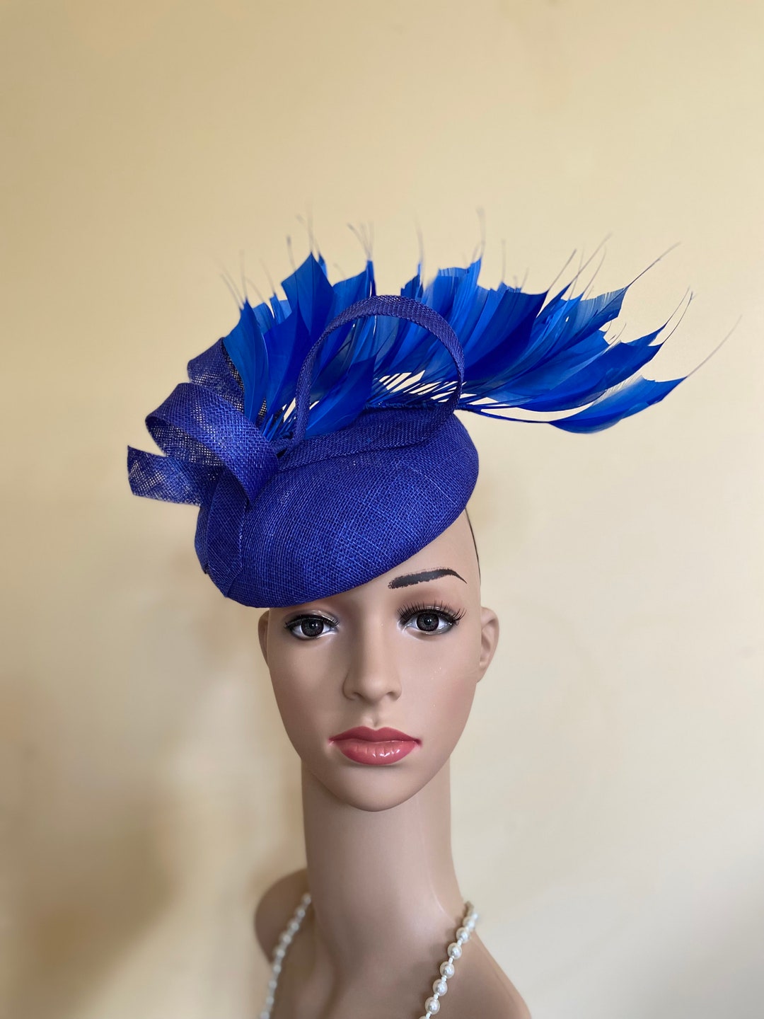 Royal Blue Ascot Hat Royal Blue Ascot Fascinator Royal Blue Wedding Hat ...