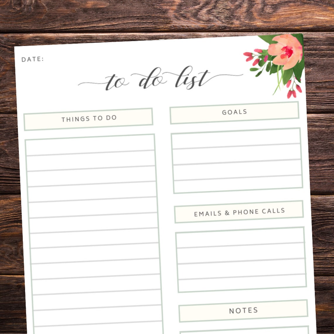 Floral to Do List Printable, Printable to Do List, PDF, Daily to Do ...