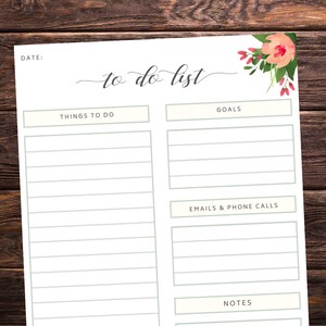 Floral to Do List Printable, Printable to Do List, PDF, Daily to Do ...