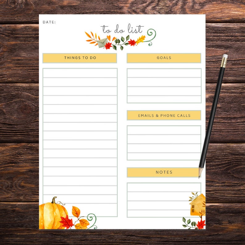 Fall Themed to Do List Printable, Daily to Do List, Daily Planner ...