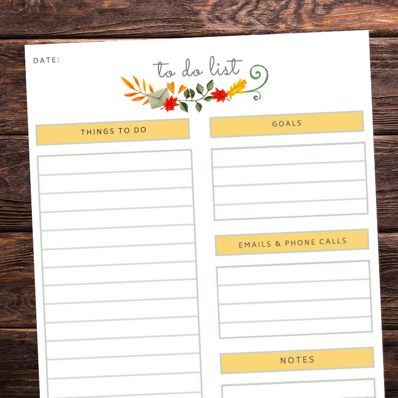 Fall Themed to Do List Printable, Daily to Do List, Daily Planner ...
