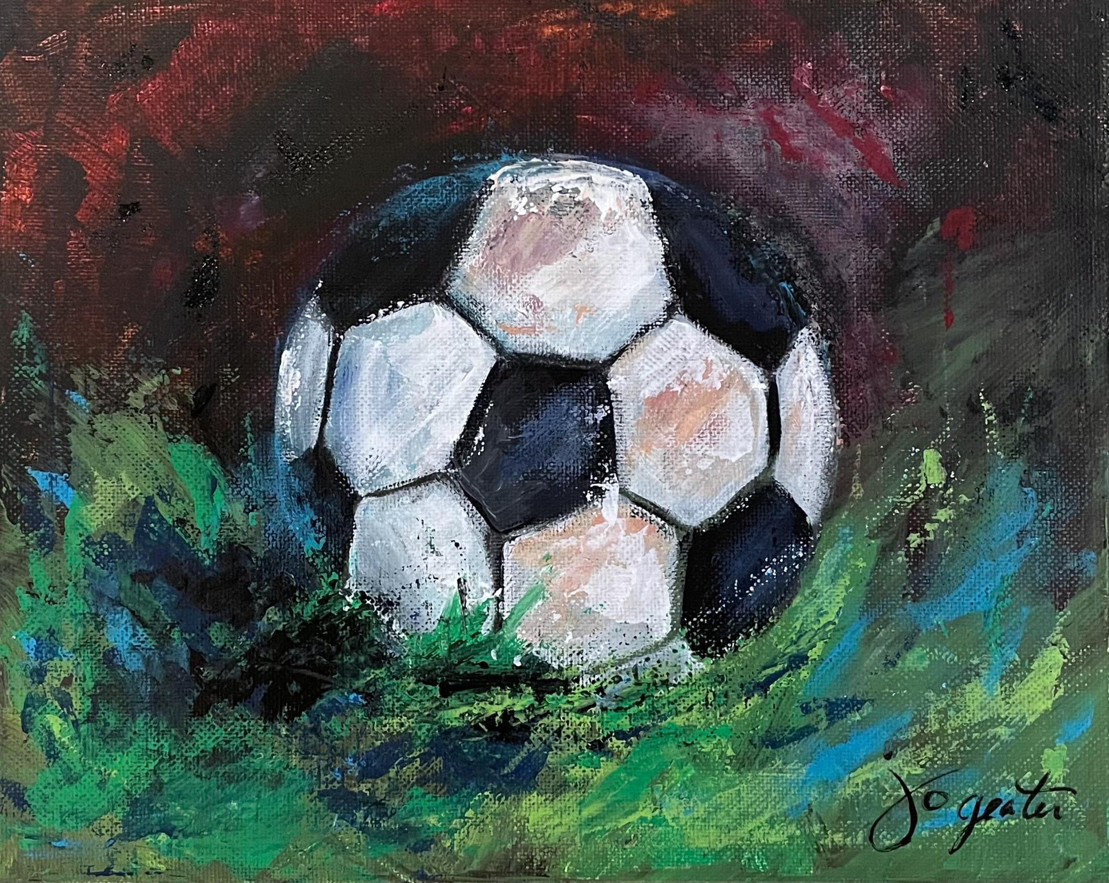 Hand Painted Soccer Ball Art, Modern Acrylic Painting, Framed 8x10 - Etsy