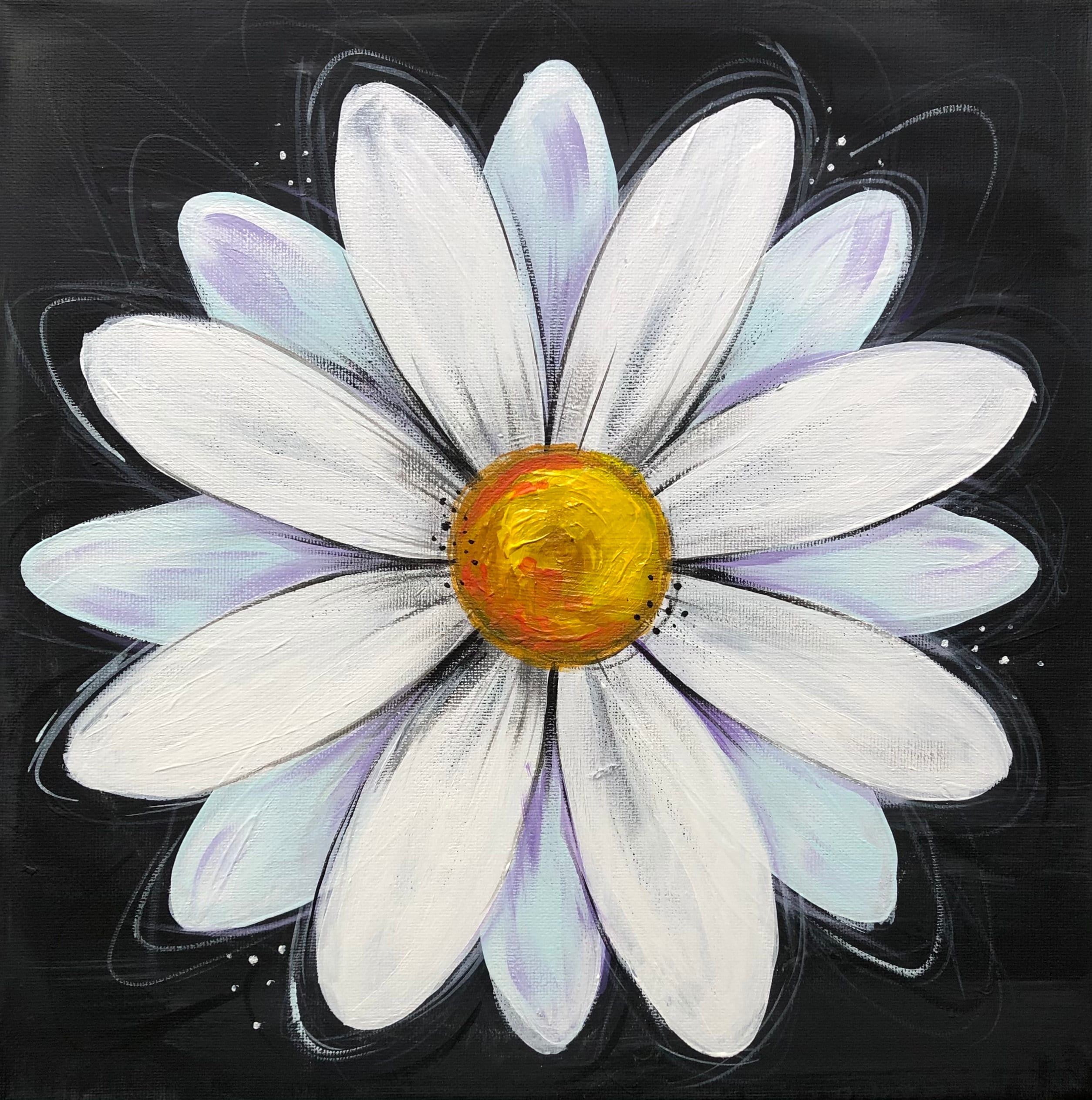 Daisy Art, Original painting, acrylic on canvas, framed art - Etsy.de
