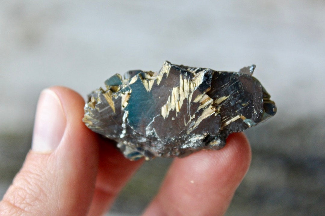 Raw Hematite With Golden Rutile Crystal, Grounding, Root Chakra ...