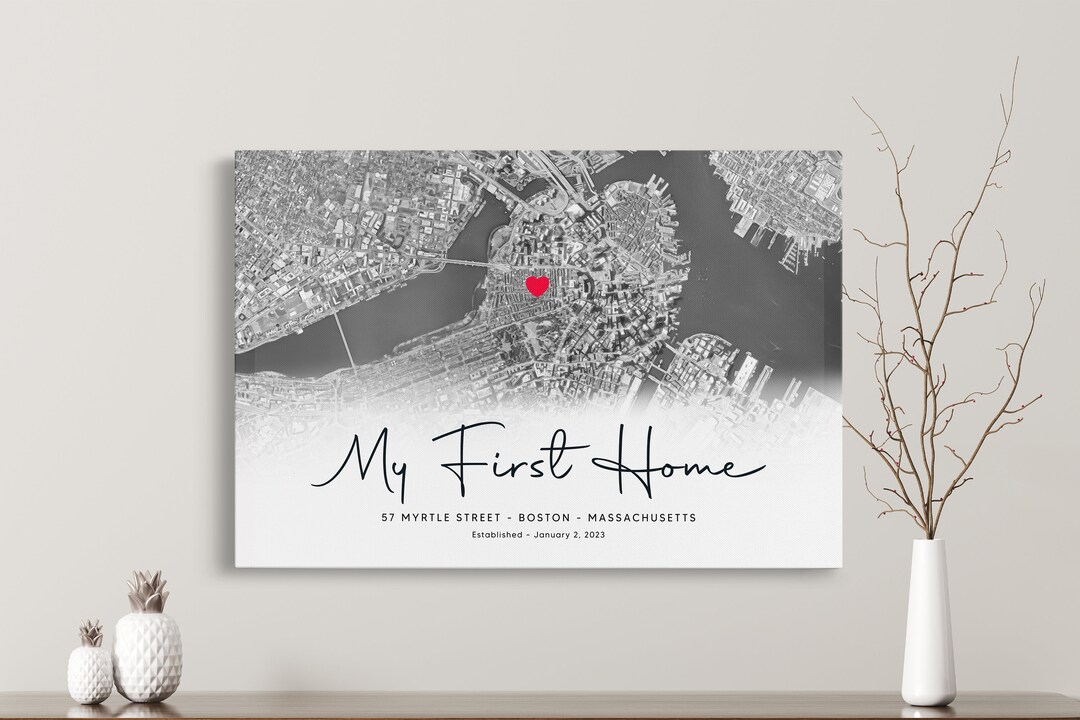 Personalized My First Home Map Canvas - Custom Housewarming Gift - New ...