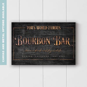 Custom Bourbon Bar Sign: Personalized Home Bar Decor, Aluminum or ...