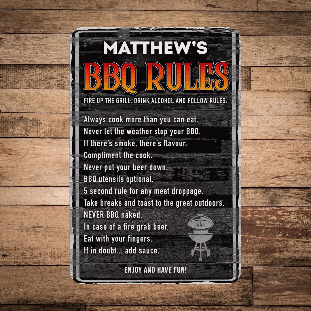 Personalized Pitmaster BBQ Rules Metal Sign: Grill Master Gift - Etsy