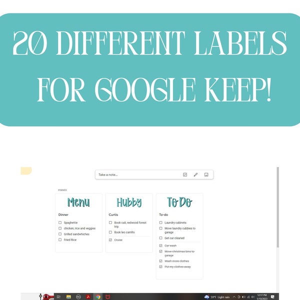 Google Keep Headers, to Do, Menu, Days of the Week, Today and More ...