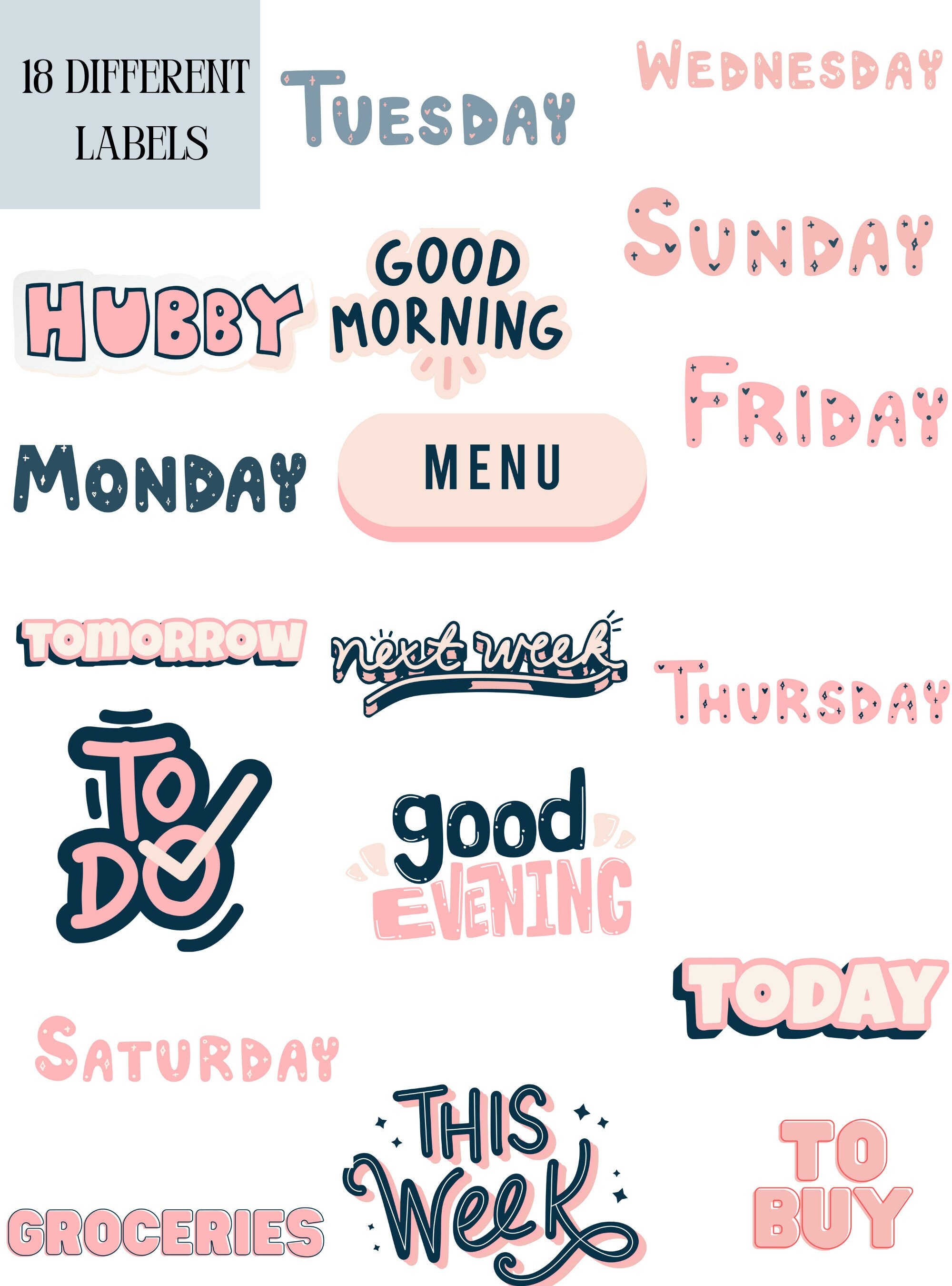 Google Keep Headers, to Do, Menu, Days of the Week, Today and More ...