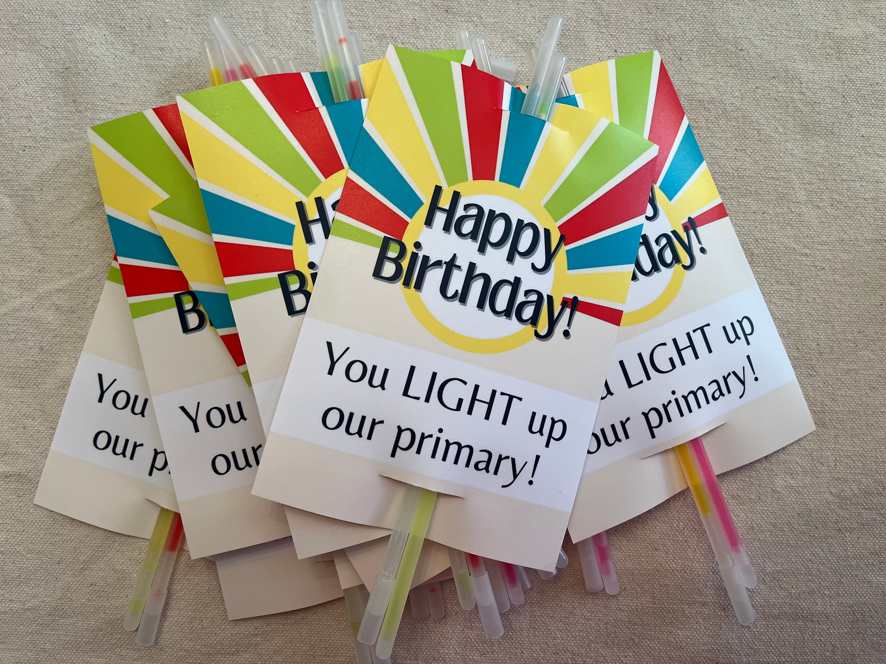 Happy Birthday Primary Handout Glow Stick Birthday Gift - Etsy