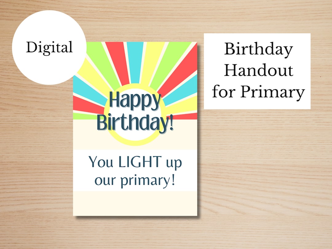 Happy Birthday Primary Handout Glow Stick Birthday Gift - Etsy