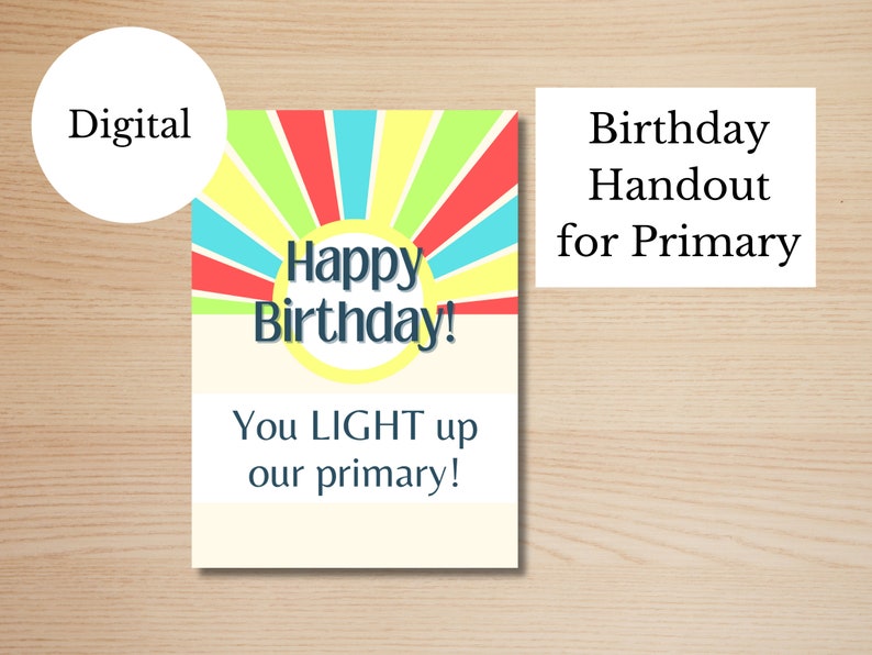 Happy Birthday Primary Handout Glow Stick Birthday Gift - Etsy