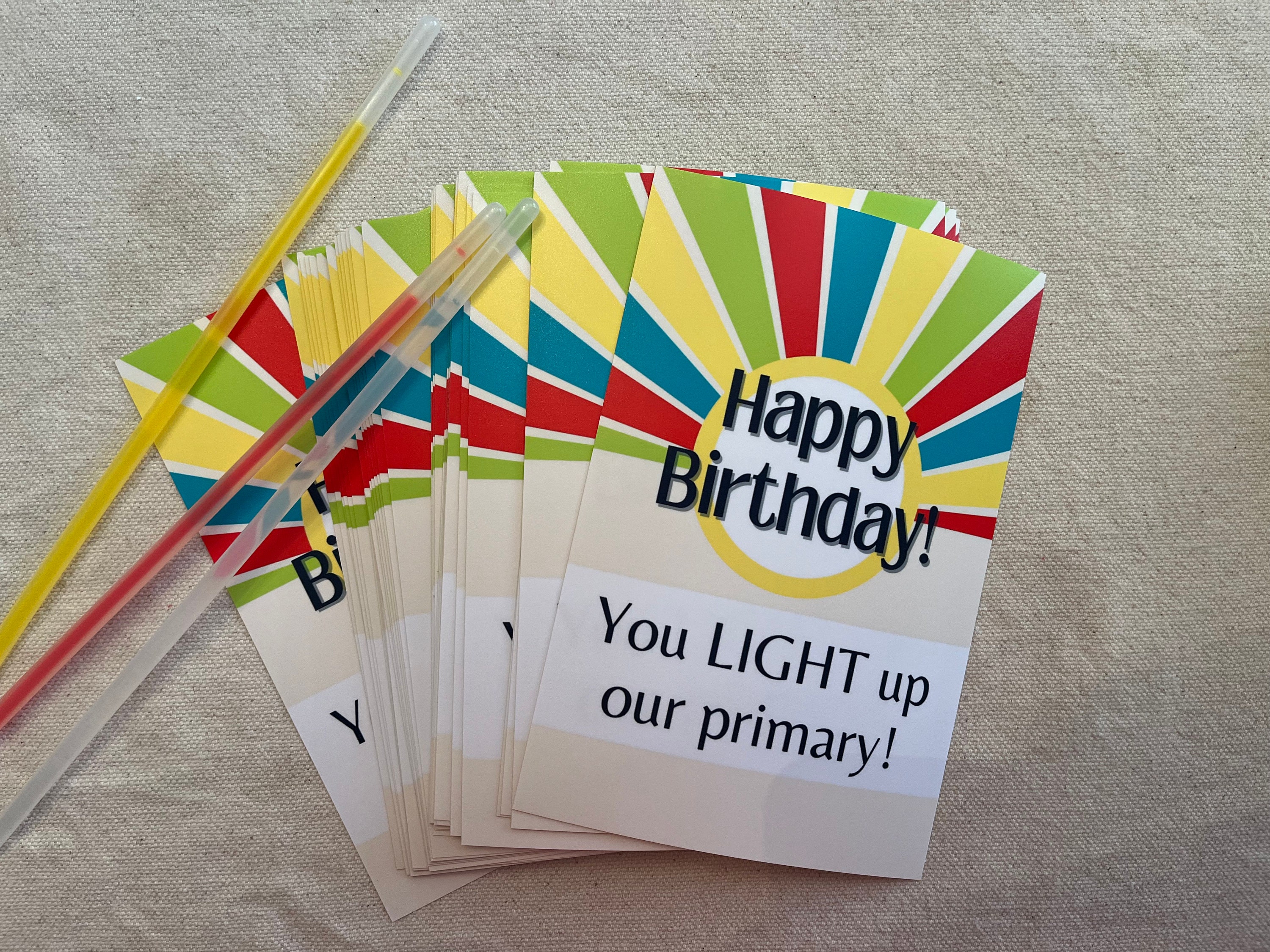 Happy Birthday Primary Handout Glow Stick Birthday Gift - Etsy