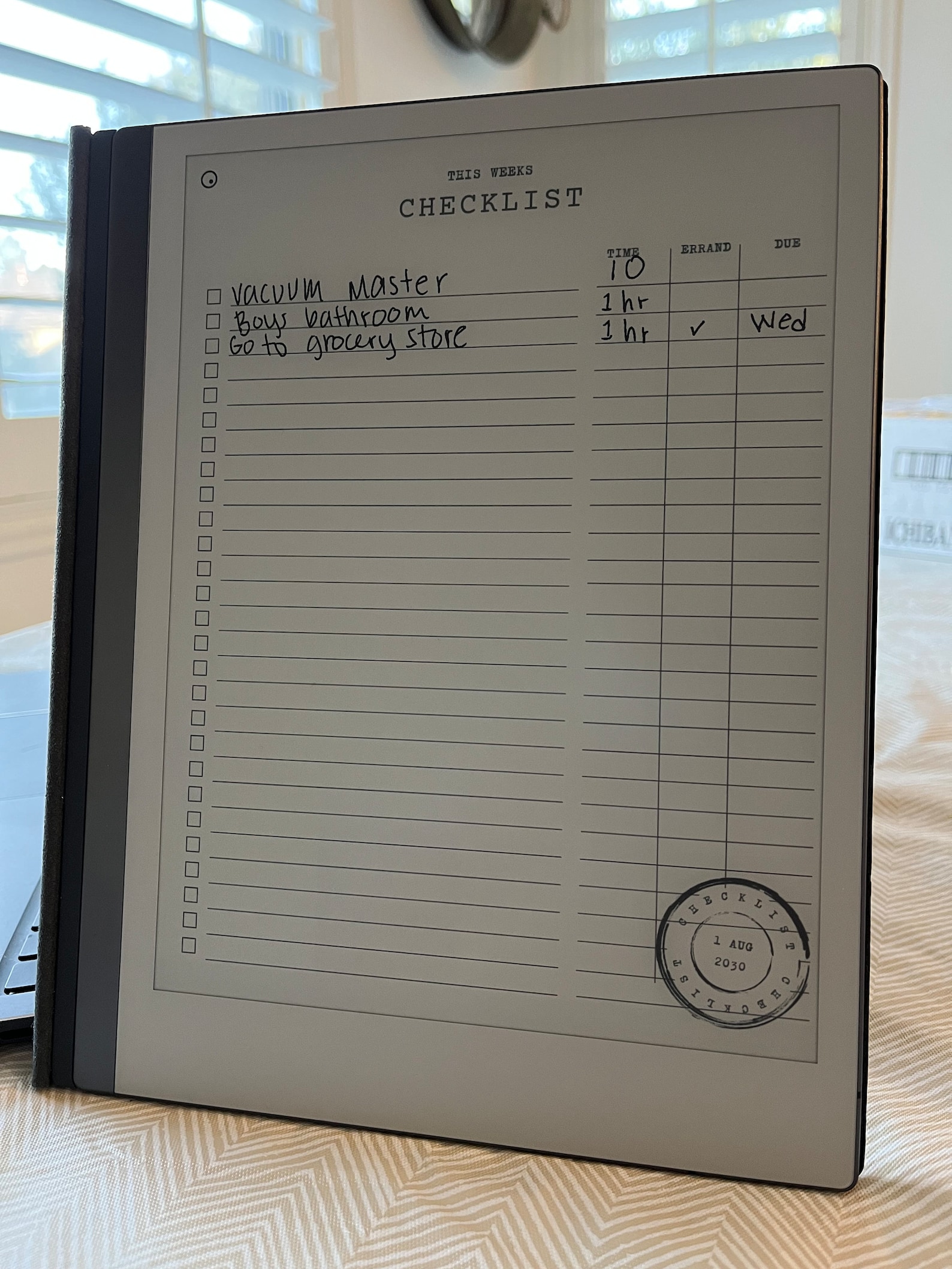 Remarkable 2 Weekly Check List, To-do List, With Time of Tasks, Errand ...