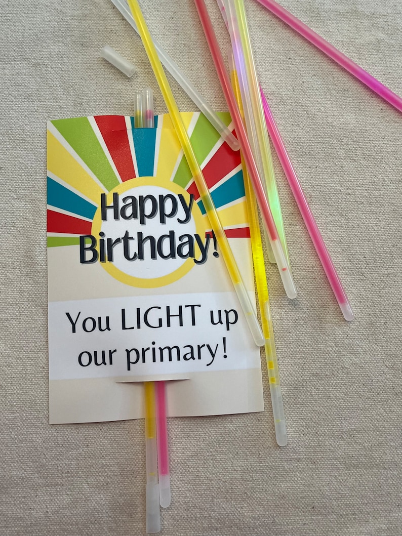 Happy Birthday Primary Handout Glow Stick Birthday Gift - Etsy