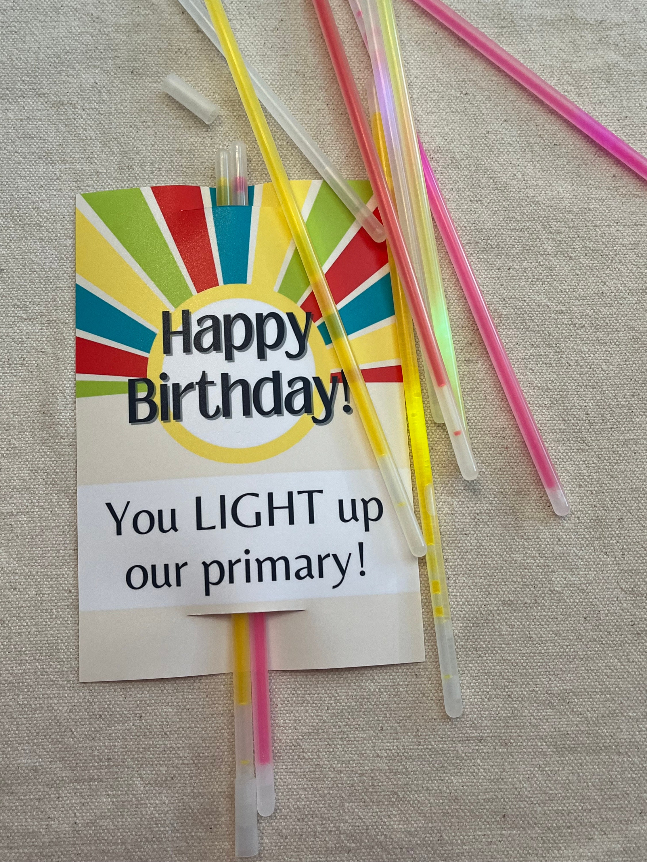 Happy Birthday Primary Handout Glow Stick Birthday Gift - Etsy