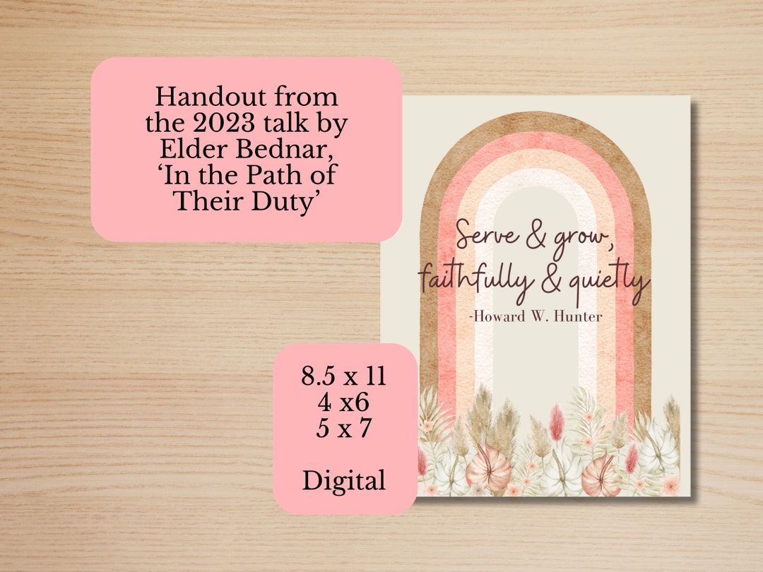 LDS Handout Picture Path of Their Duty Bednar Quote - Etsy