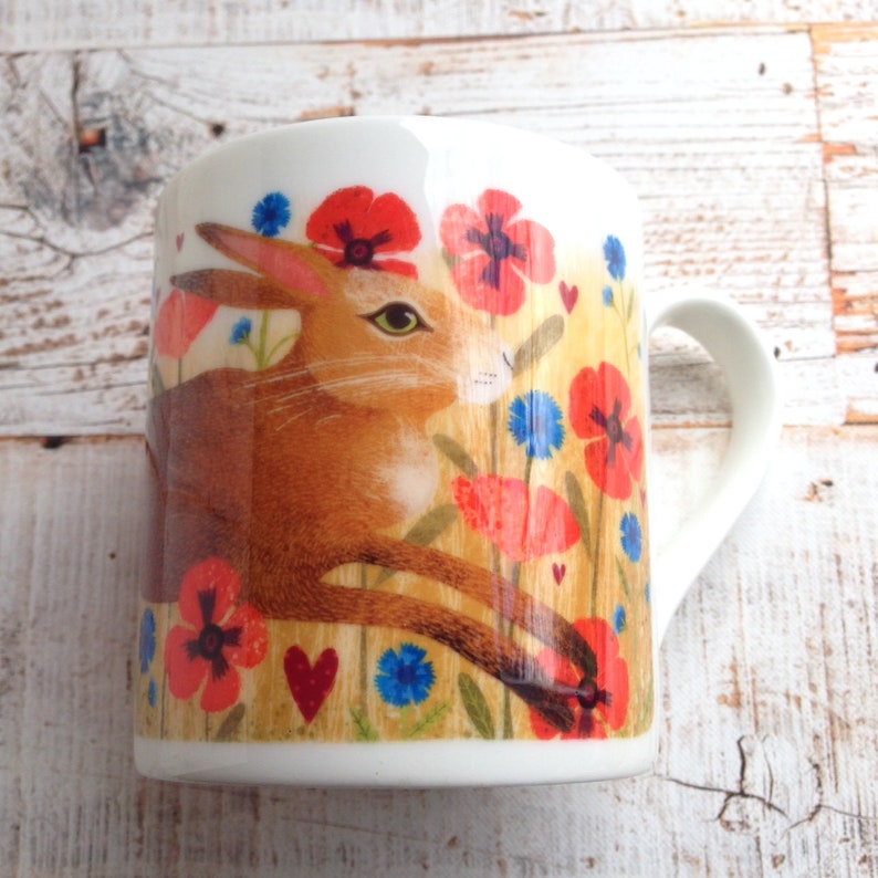 Beautiful 'hare and Poppies' Fine China Mug.8 Fluid Oz.'hare Corn ...