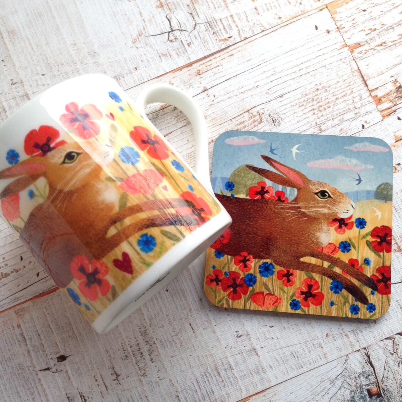 Beautiful 'hare and Poppies' Fine China Mug.8 Fluid Oz.'hare Corn ...