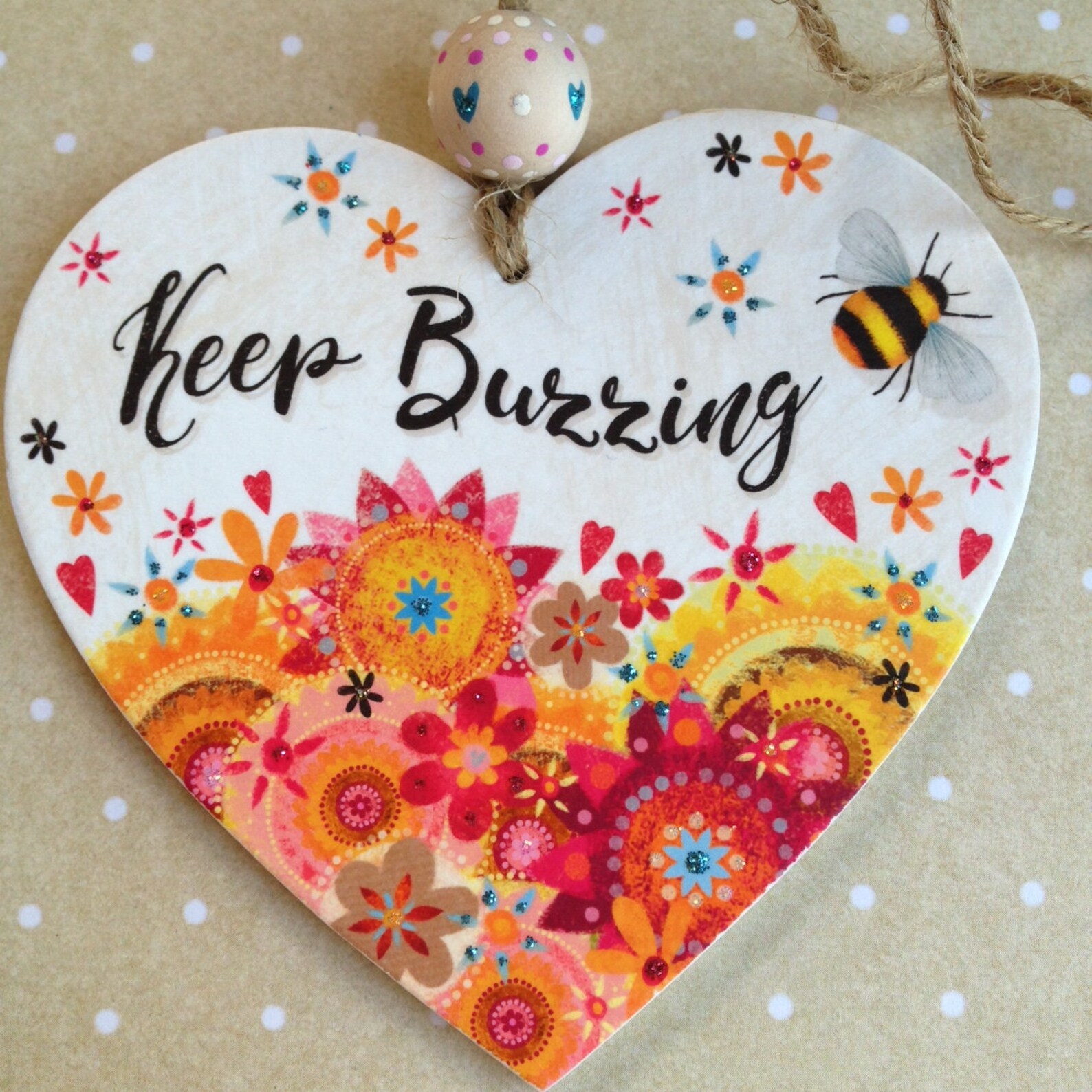 Keep Buzzing Buzzy Bee Wooden Heart Hanger.lovely Bright - Etsy
