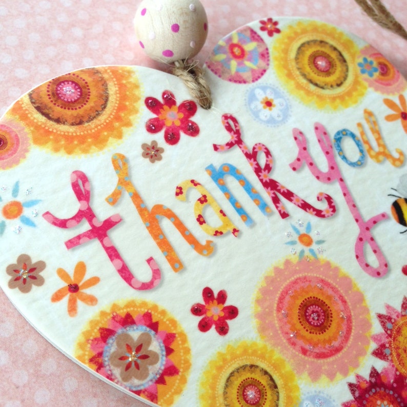 Pretty 'thank You' Heart Hanger Gift.wooden Heart With - Etsy UK