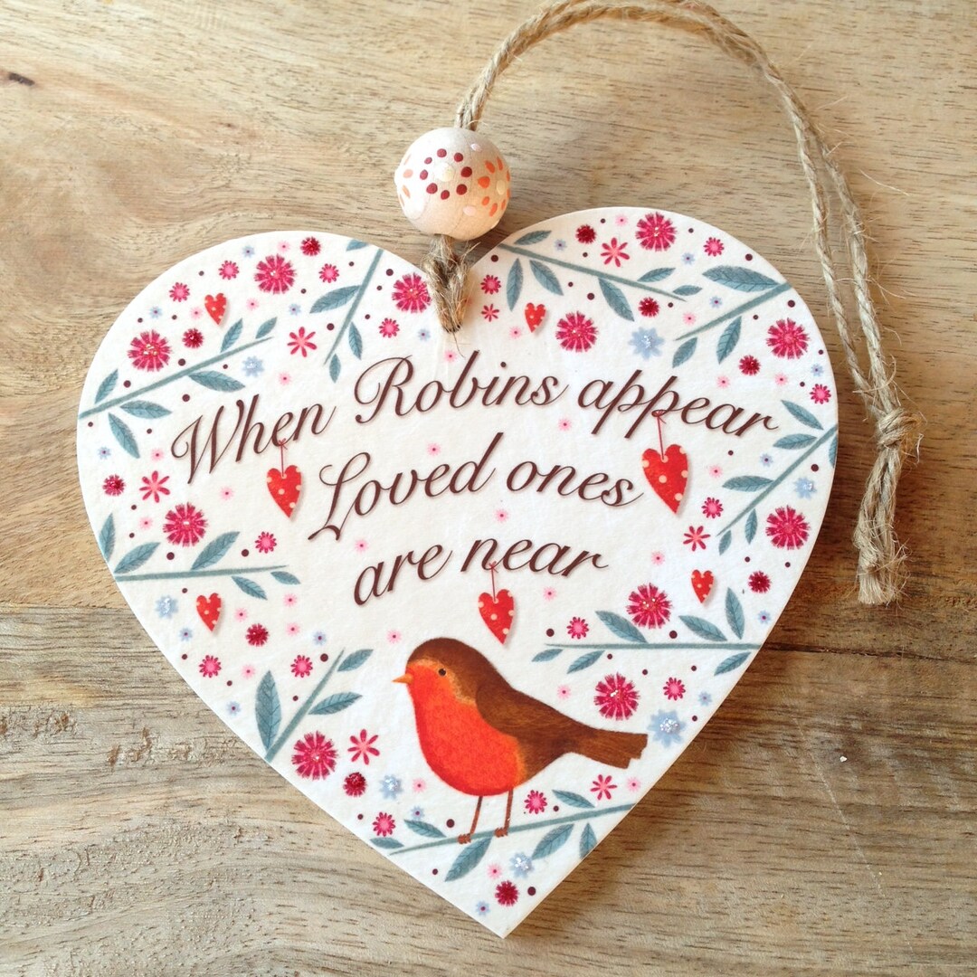 Sent From the Heart.illustrated Wooden Heart.when Robins Appear and ...