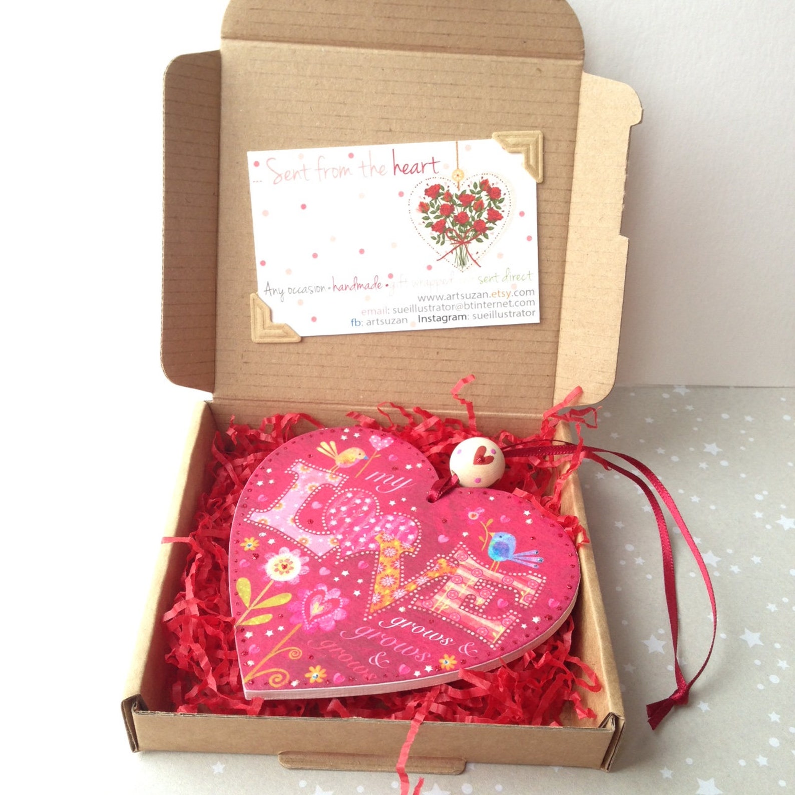 Sent From the Heart' Valentine Heart.illustrated Wooden - Etsy