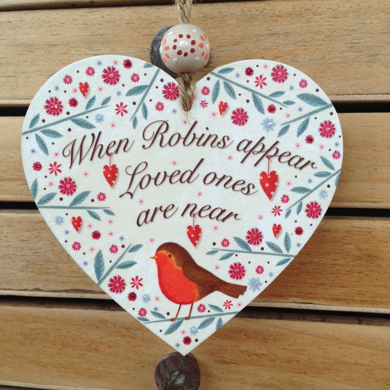 Sent From the Heart.illustrated Wooden Heart.when Robins - Etsy