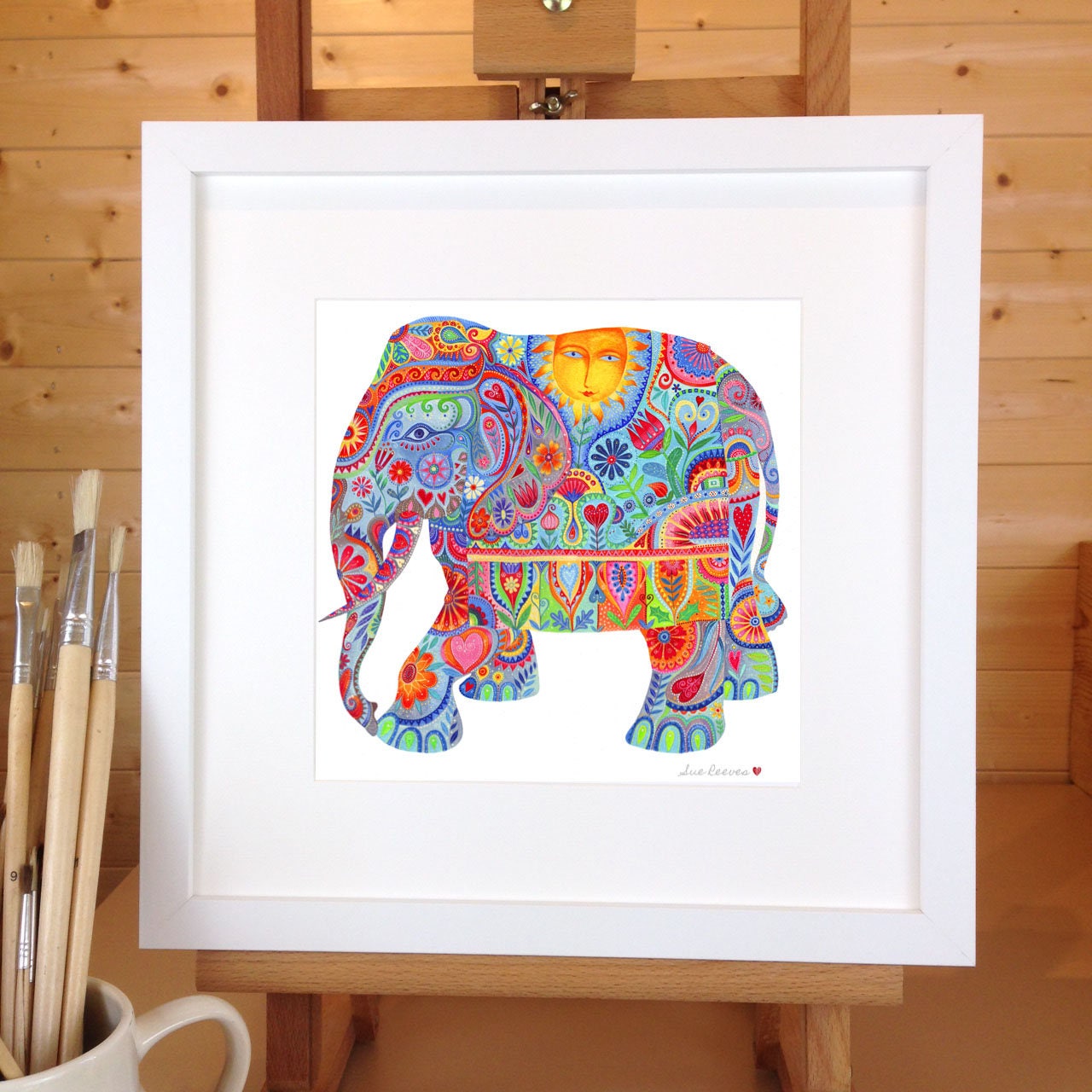 Beautiful Elephant Print.detailed Stylised Elephant Art Print. Glitter ...