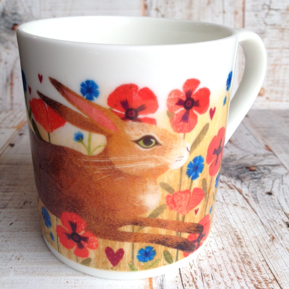 Beautiful 'hare and Poppies' Fine China Mug.8 Fluid Oz.'hare Corn ...