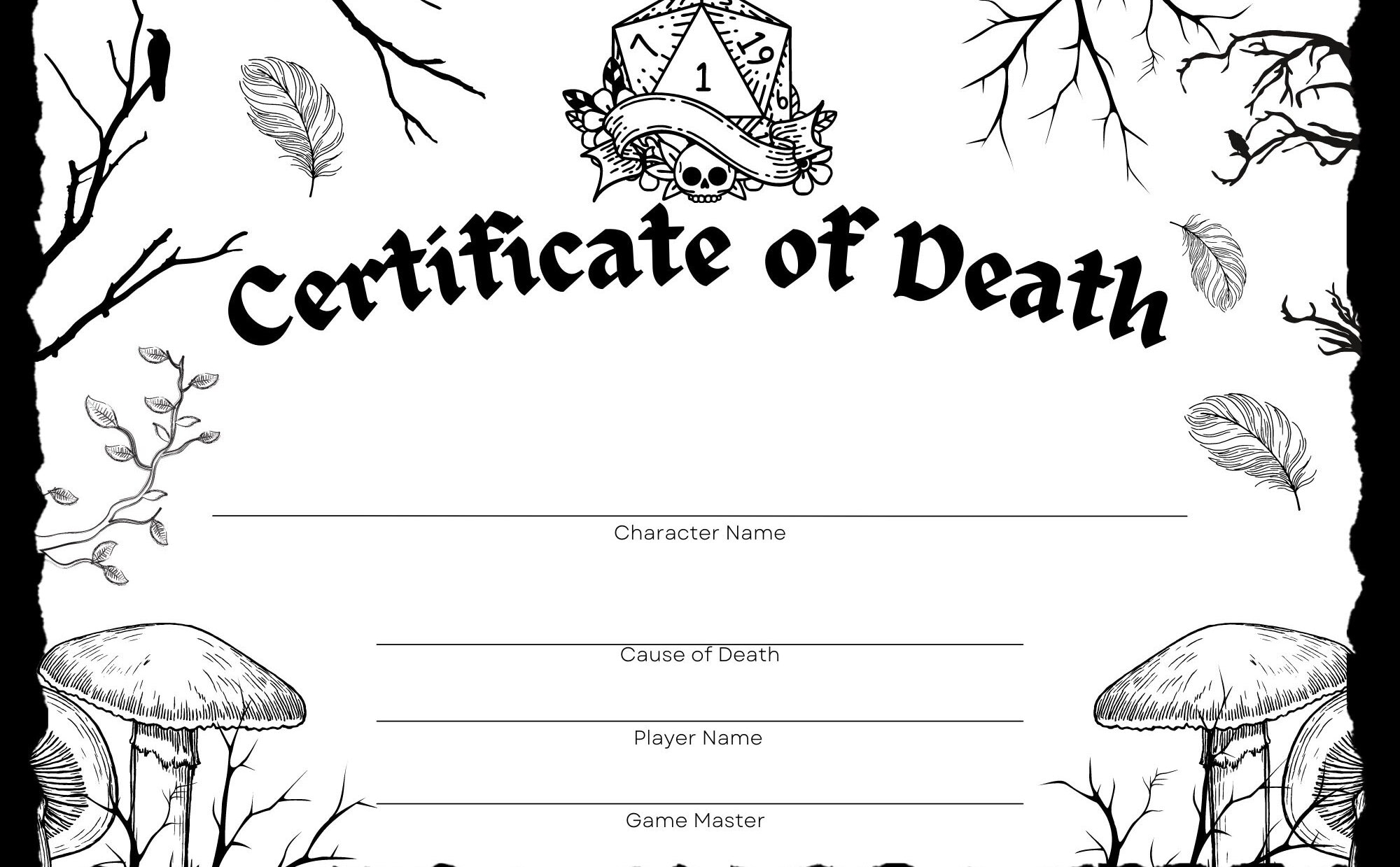 DND Death Certificate Fun Idea Gift Idea DM Player Gag Gift TTRPG Role ...