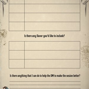 PC Session Prep Sheet DND Prep Sheet TTRPG Printable Gift Idea - Etsy