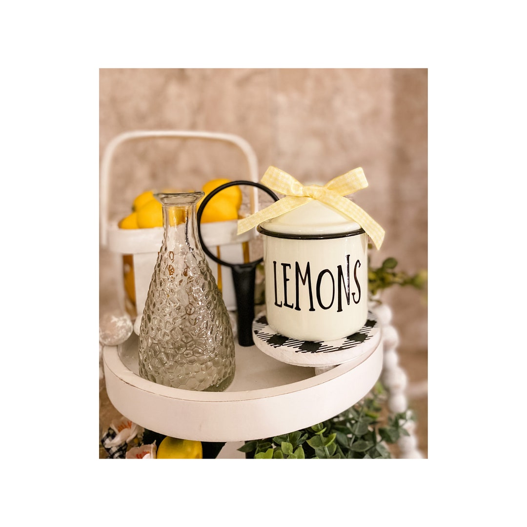 Lemons Tiered Tray, Summer Tray, Lemon Decor, Lemon Fruit Decor, Lemon ...