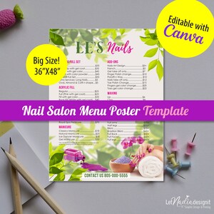 Nail Salon Menu Poster Template 36x48 Nail Salon - Etsy