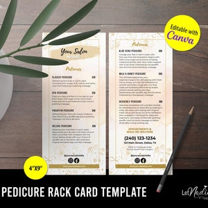 2-page Pedicure Menu Template Nail Salon Price List Template Pedicure ...