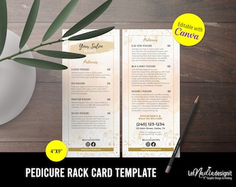 Pedicure Rack Card Template 4"x9" | Pedicures Price List | Nail Salon ...