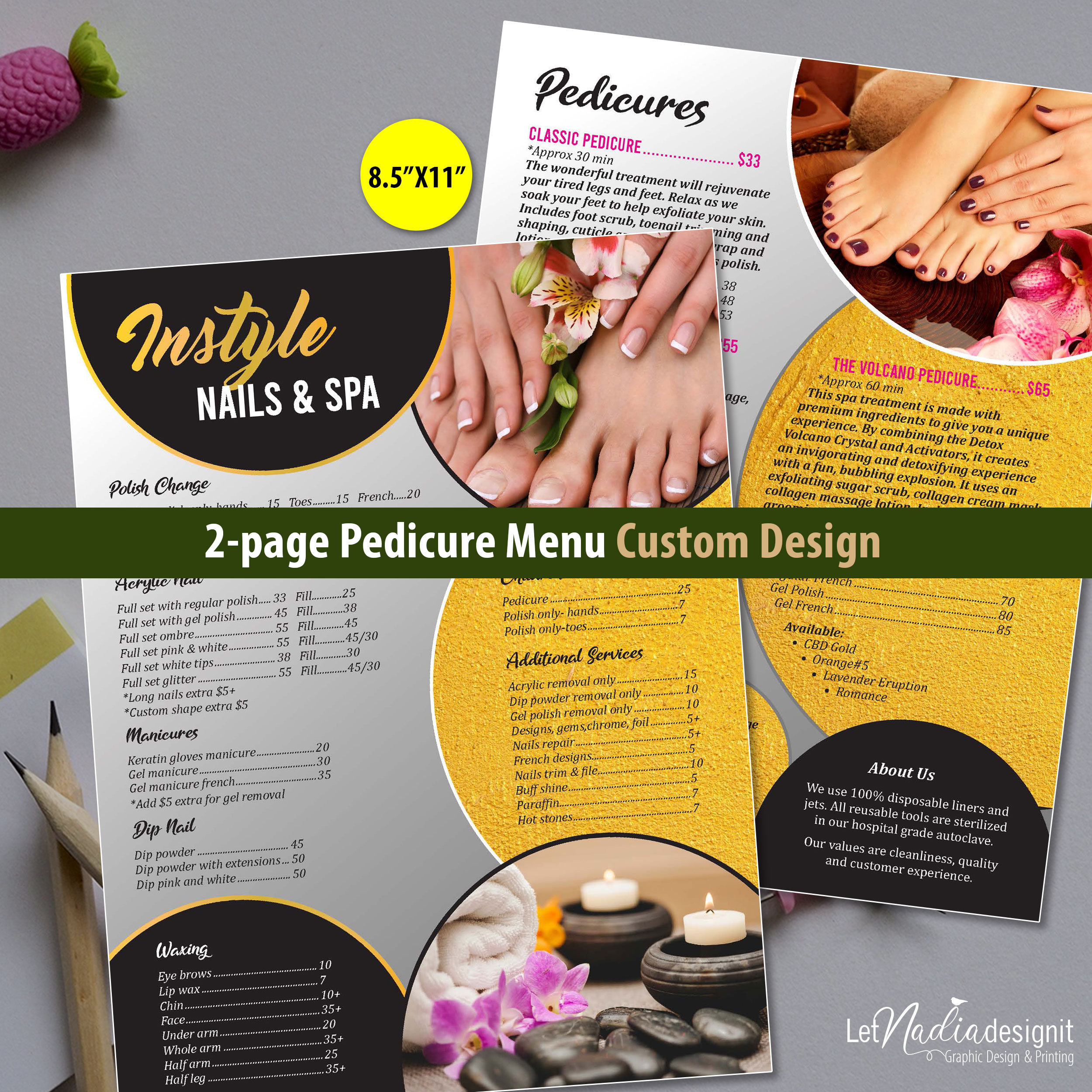 2-page Pedicure Price List Design, Pedicure Menu Design, Nail Salon ...