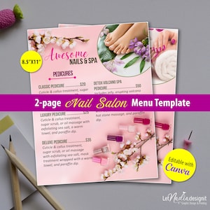 Nail Salon Pedicure & Manicure Menu Template (canva Editable) - Etsy