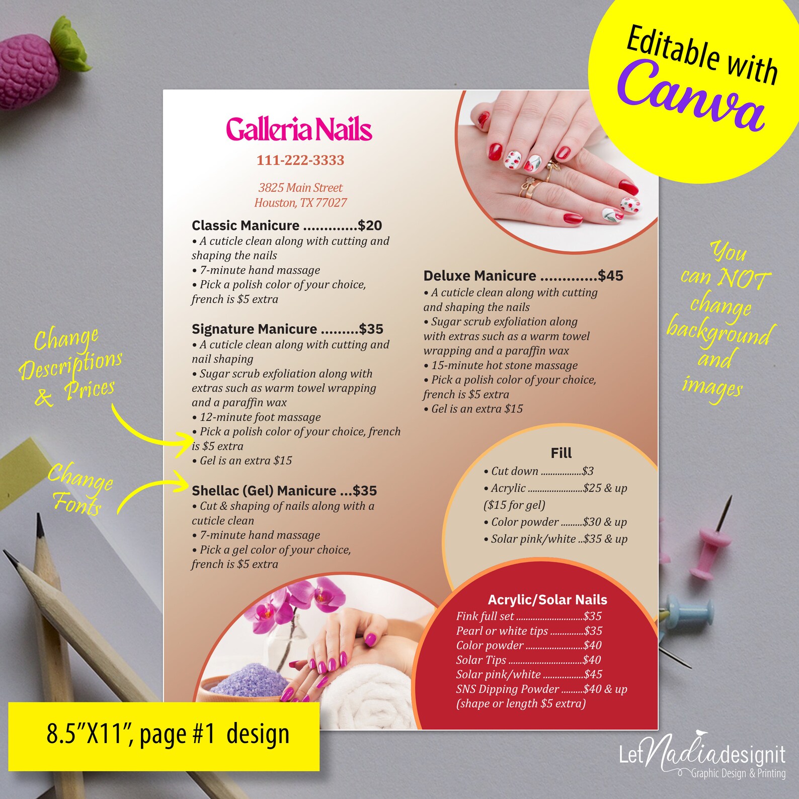 4-page Nail Salon Menu Template Nail Salon Price List - Etsy