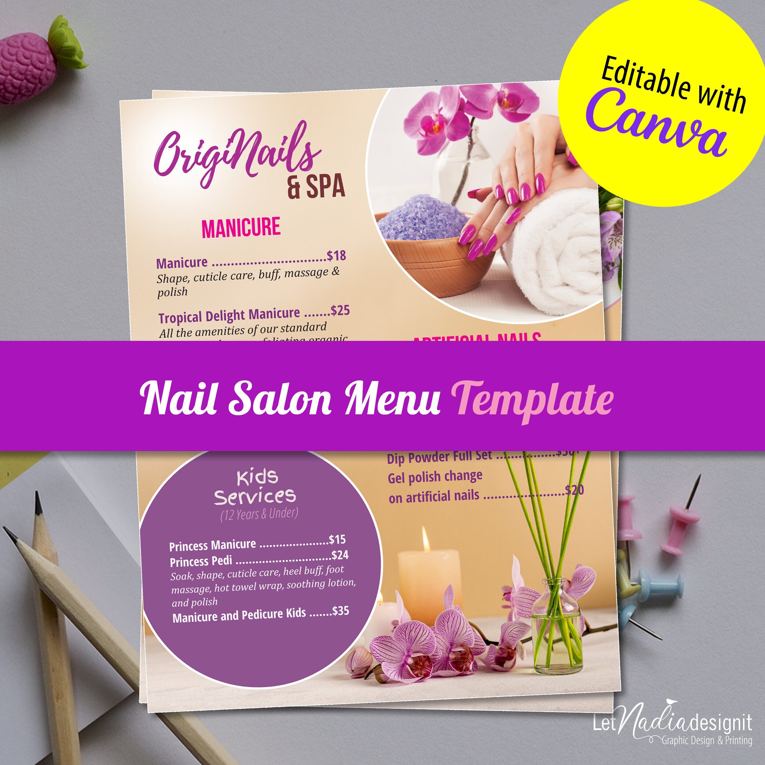 2-page Nail Salon Menu Template Nail Salon Price List - Etsy