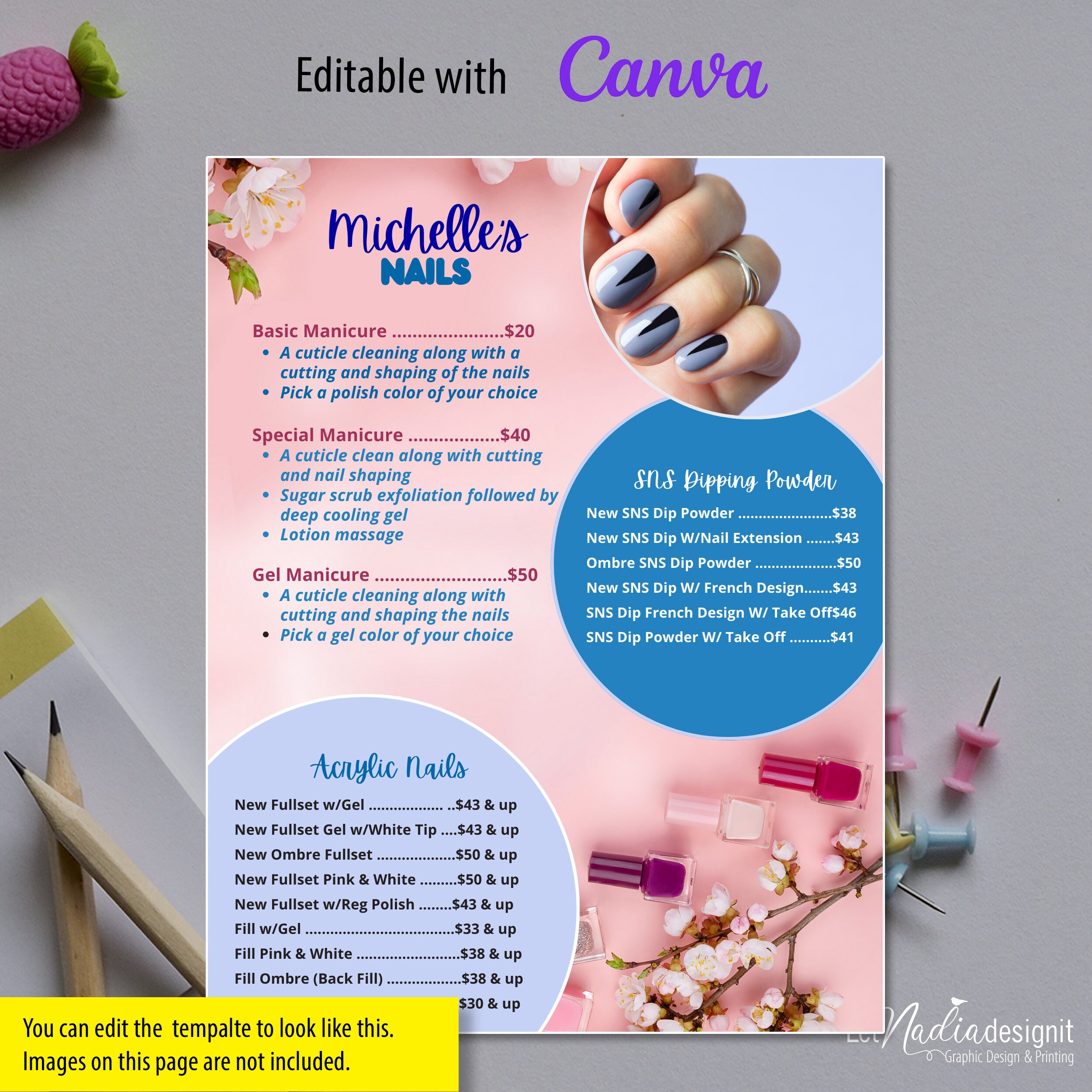 4-page Nail Salon Menu Template | Nail Salon Price List Template ...