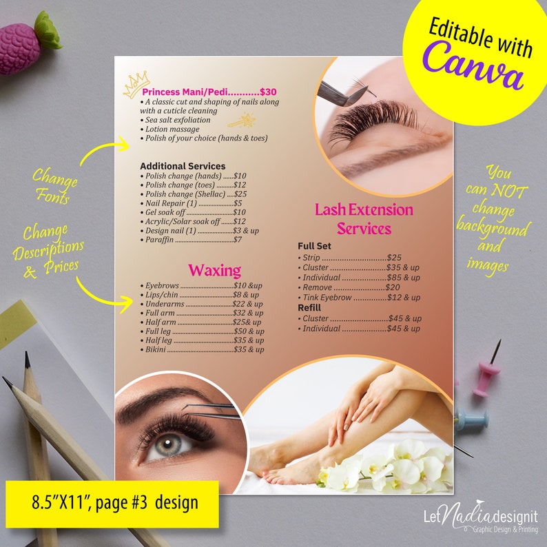 4-page Nail Salon Menu Template Nail Salon Price List - Etsy