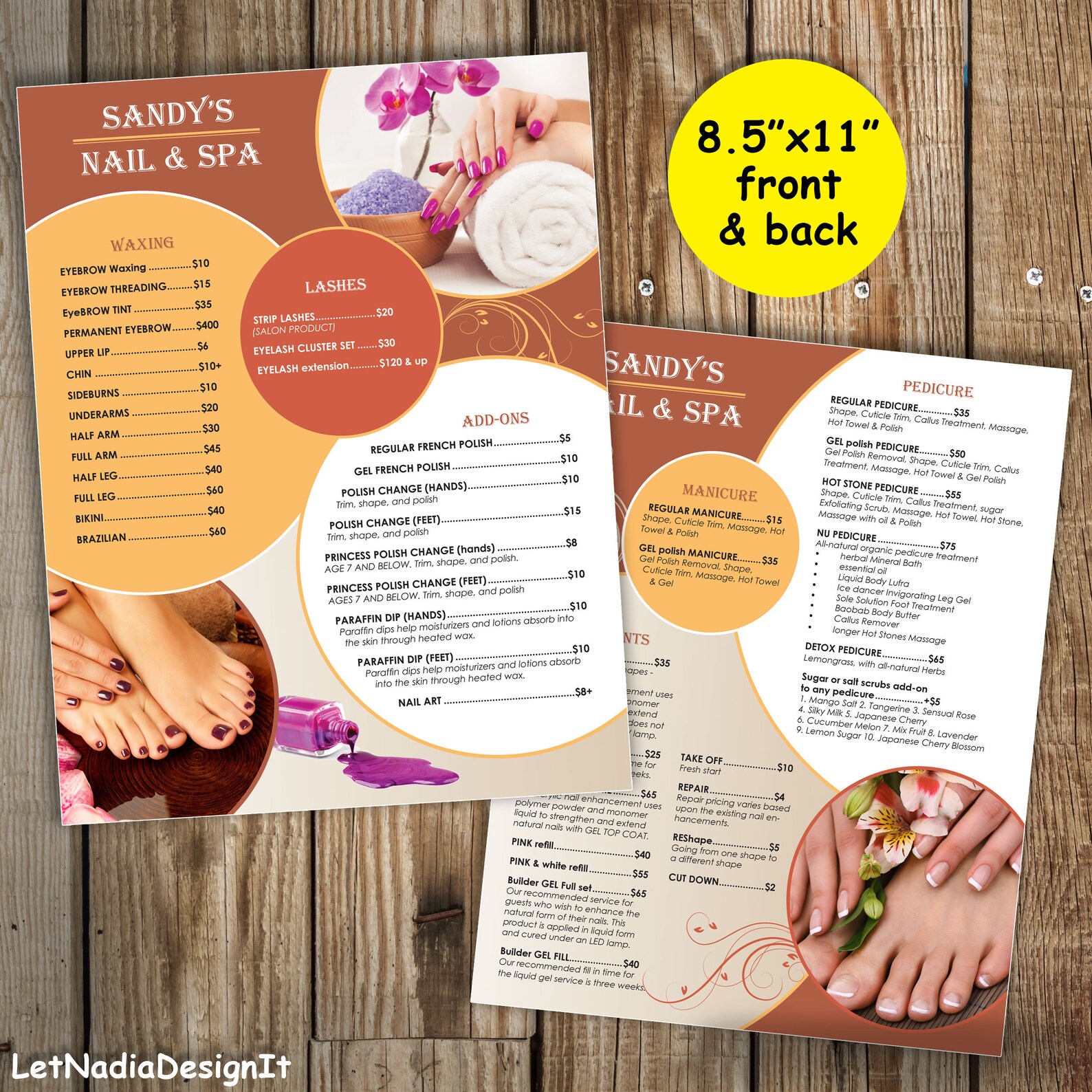 2-page Pedicure Price List Design, Pedicure Menu Design, Nail Salon ...