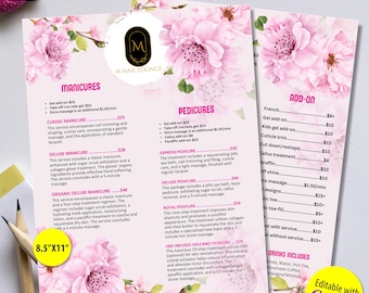 2-page Nail Salon Menu Template | Nail Salon Price List Template ...