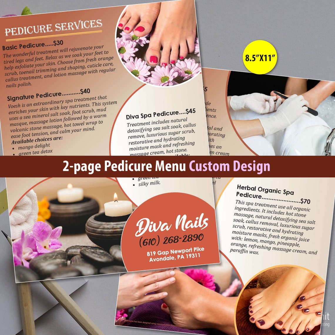 2-page Pedicure Price List Design, Pedicure Menu Design, Nail Salon ...