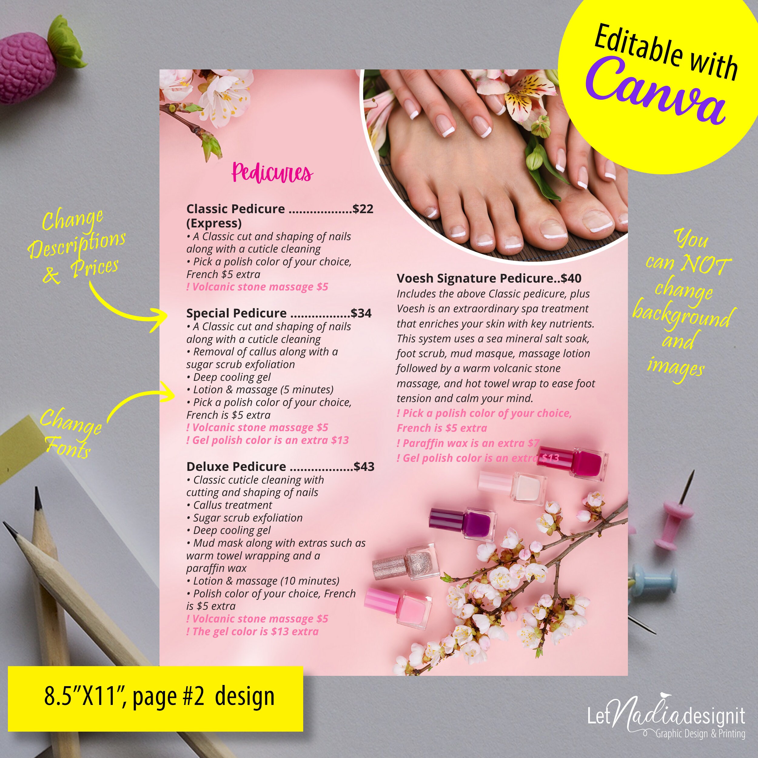 4-page Nail Salon Menu Template Nail Salon Price List - Etsy